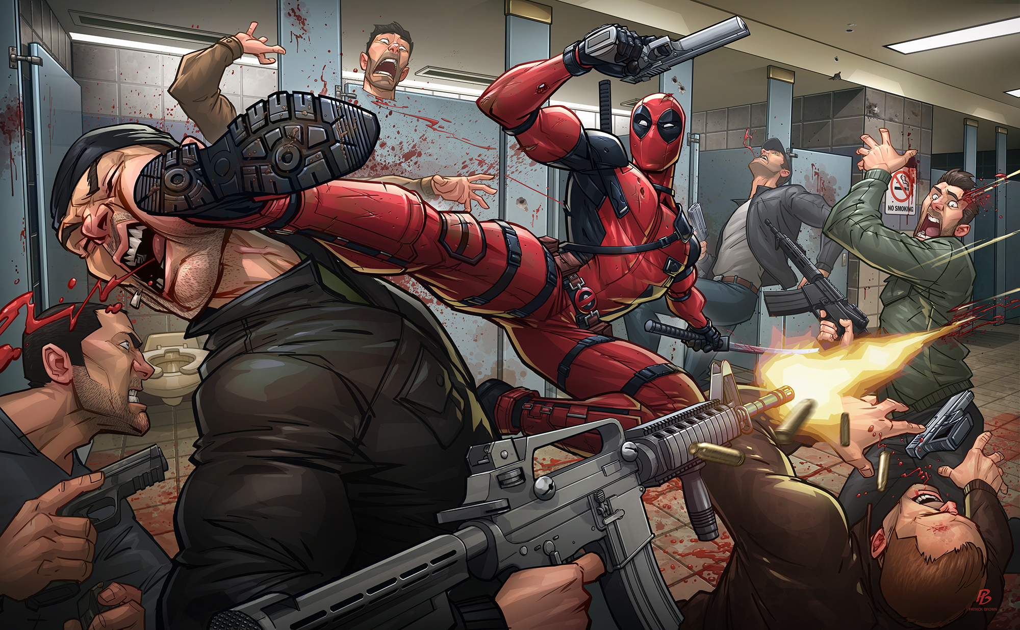 Deadpool in the bathroom - Zoom Comics – Exceptional Comic Book Wallpapers