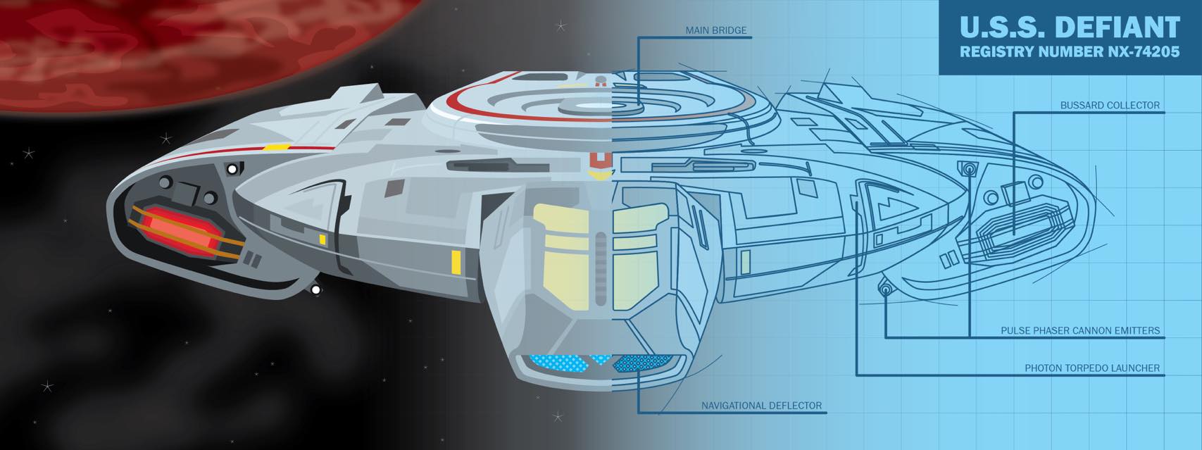 USS Defiant blue - Zoom Comics – Exceptional Comic Book Wallpapers