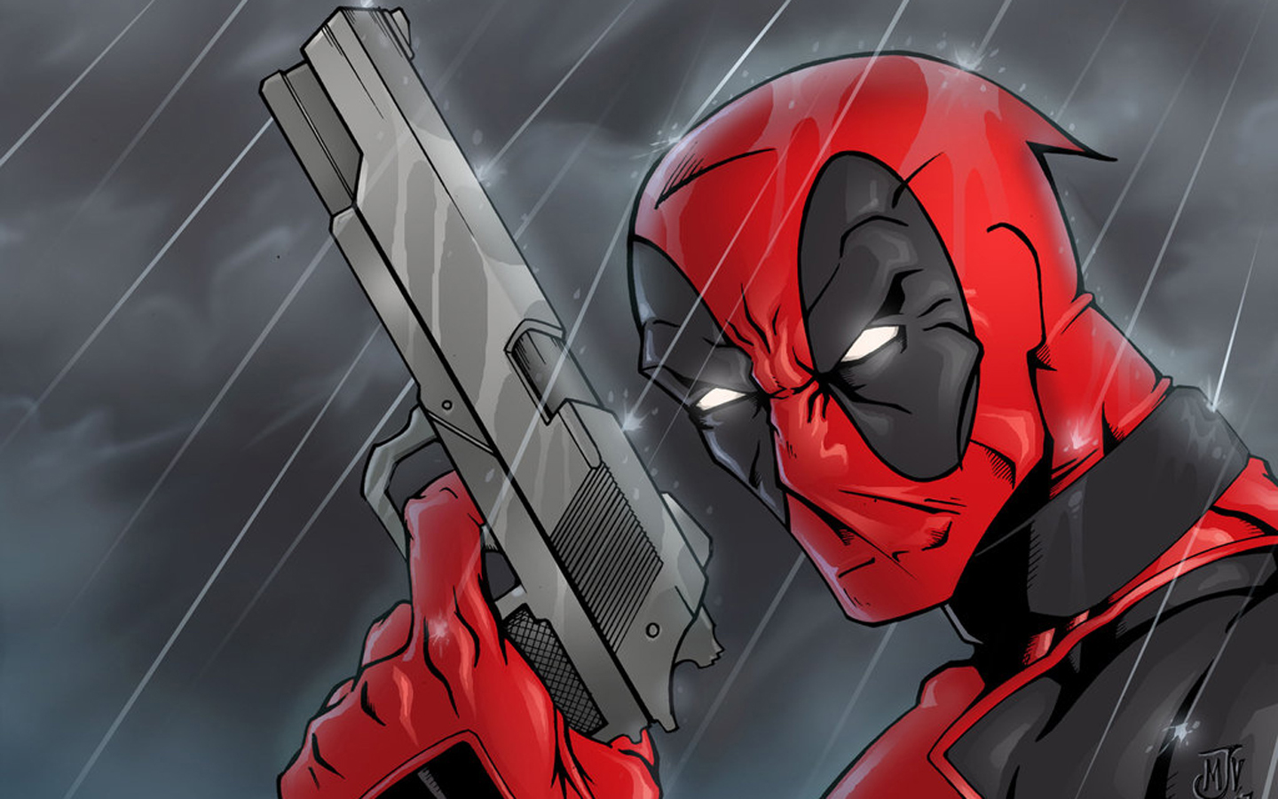 Deadpool in the rain – Zoom Comics – Exceptional Comic Book Wallpapers